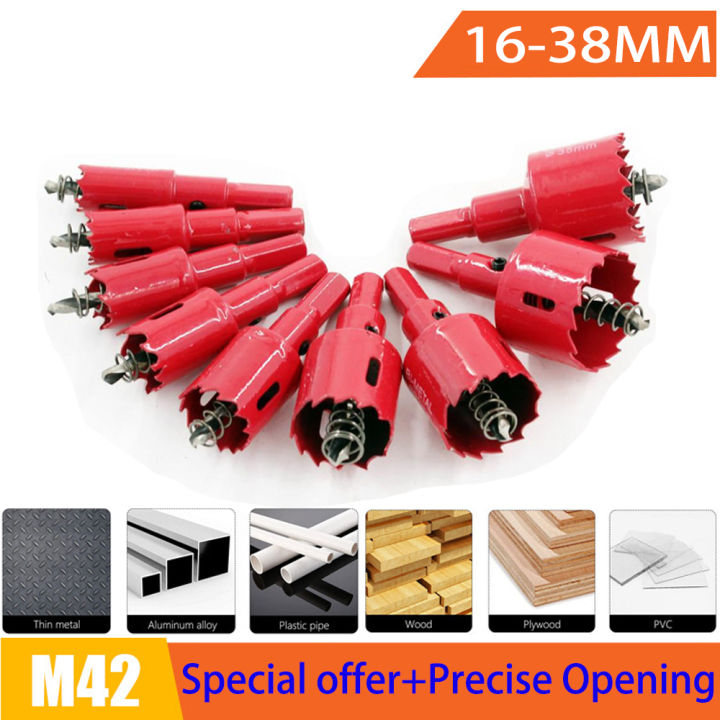 M42 Hss cưa lỗ Set, 16-38Mm chịu lực cao cưa lỗ răng cưa Cắt Opener mũi khoan Cho Gỗ Nhôm tấm ...