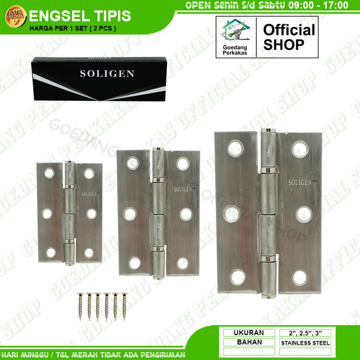 Engsel Tipis Stainless Steel 2" - 2.5" - 3" Soligen Engsel Jendela ...