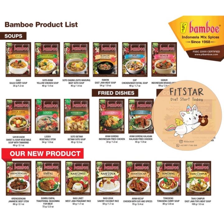 Bamboe bumbu dapur all variant gule soto ayam sayur asem ayam goreng ...
