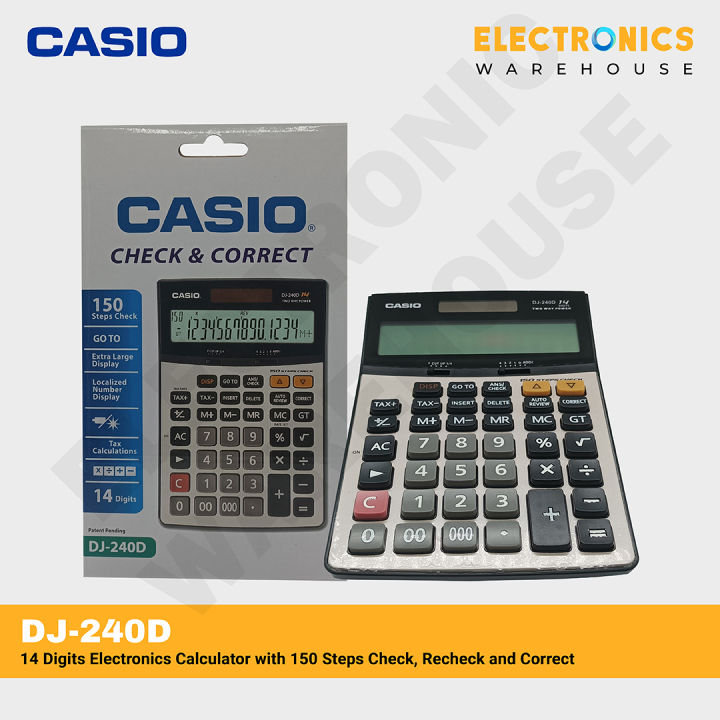 Casio DJ-240D, 14 Digits Electronics Calculator with 150 Steps Check ...