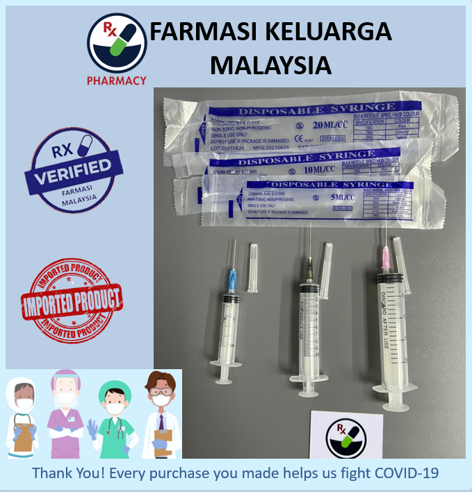 JARUM PICAGARI Disposable Sterile SYRINGE with Needle 5ML/10ML/20ML LUER SLIP needles ink ...