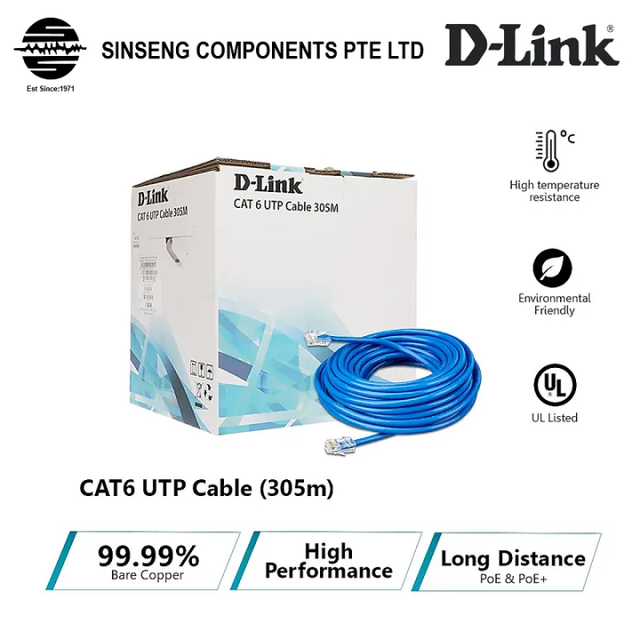 D-Link Cat 6 UTP Cable Professional Series CAT6 (UTP) 24AWG Blue Color ...
