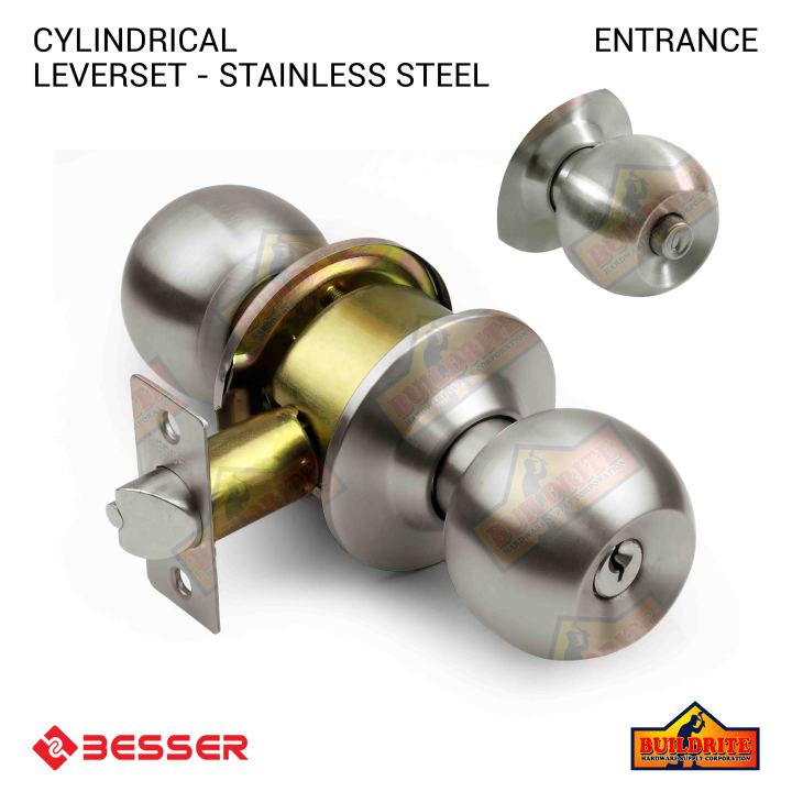 BESSER K5871E CYLINDRICAL DOOR KNOB LOCKSET ENTRANCE STAINLESS STEEL ...