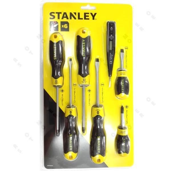 STANLEY 92-002-2 Cushion Grip Screwdriver Set 6pcs FREE Digital Test ...