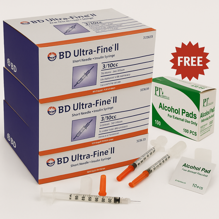 (Box of 100's - BUY 2 BOXES GET 1 BOX ALCOHOL PADS FREE) BD Ultra-Fine ...
