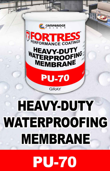 FORTRESS HEAVY DUTY WATERPROOFING PU-70 , PU70 GRAY 4 LITERS ...