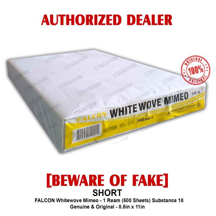 Falcon Whitewove MImeo Paper Papers SHORT 8.5x11in White Wove Whitewove ...