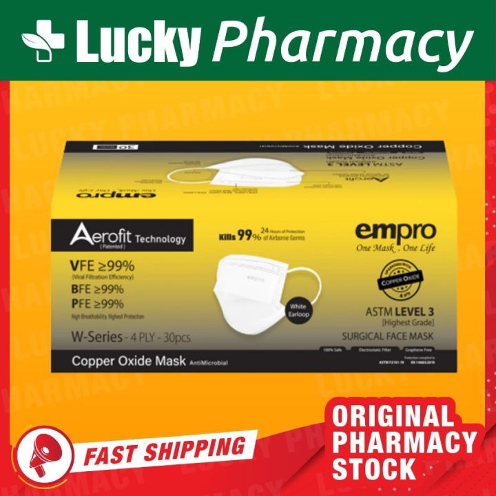 Empro W Series Copper Oxide White 4 Ply Mask Hypoallergenic Aerofit [30 ...