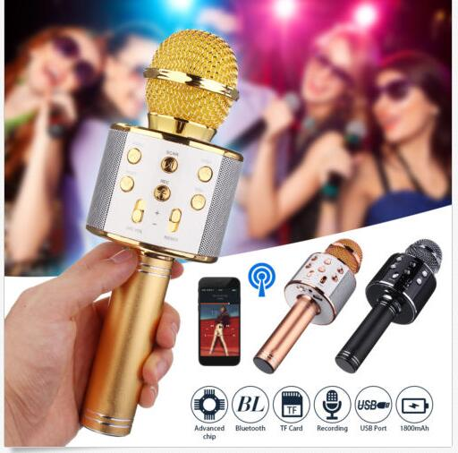 WS858 Karaoke Microphone Wireless Bluetooth Speaker Portable Condenser ...