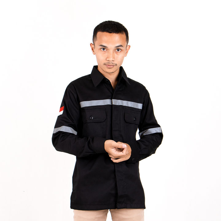 Baju Safety Proyek Hitam Bengkel Mekanik Wearpack Lengan Panjang ...
