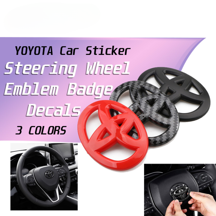 65*45mm Carbon fiber Toyota Steering wheel Emblem ABS Toyota logo ...
