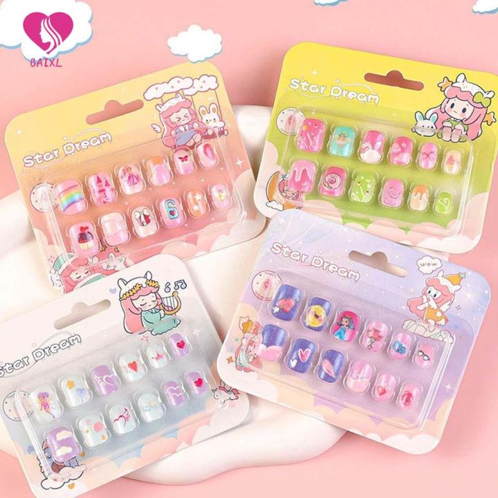 BAIXL 12Pcs/set Manicure Material Children False Nails Nail Accessories ...