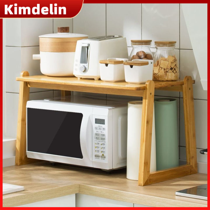 KIMDELIN Kitchen Storage Cabinet Bamboo Acrylic Display Wooden Cabinet ...