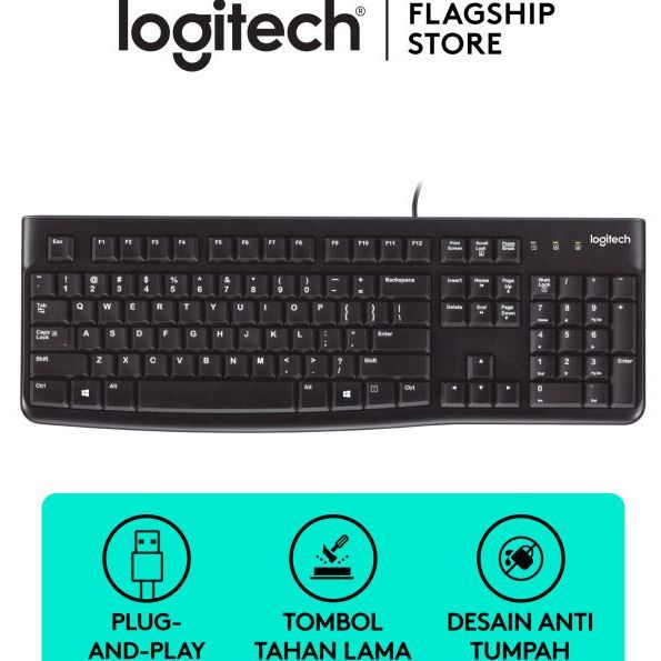 Logitech K120 USB Keyboard Plug & Play bisa di Windows 7, 8, 10, Chrome ...