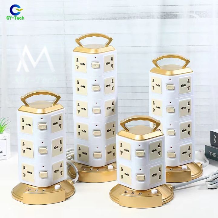 【CYT】2,3,4,5 layer Multi-functional Tower Vertical Socket with bold ...
