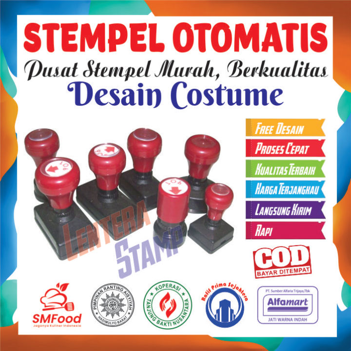 Stempel Otomatis / Stempel Warna / Stempel Costum Ukuran Standar | Lazada Indonesia