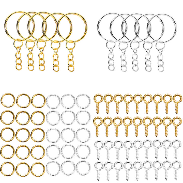 220pcs/Set Keychain Open Jump Rings Eye Pins Jewelry Making Accessories ...