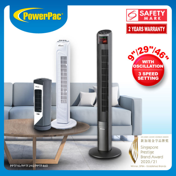 PowerPac Tower Fan, Table fan, Desk fan With Oscillation (PPTF10 ...