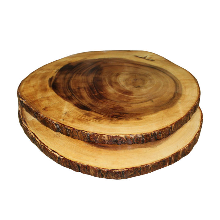 SANDERWOOD 1 pc / 2 pcs Wood Slice with Bark for cake stand, riser ...