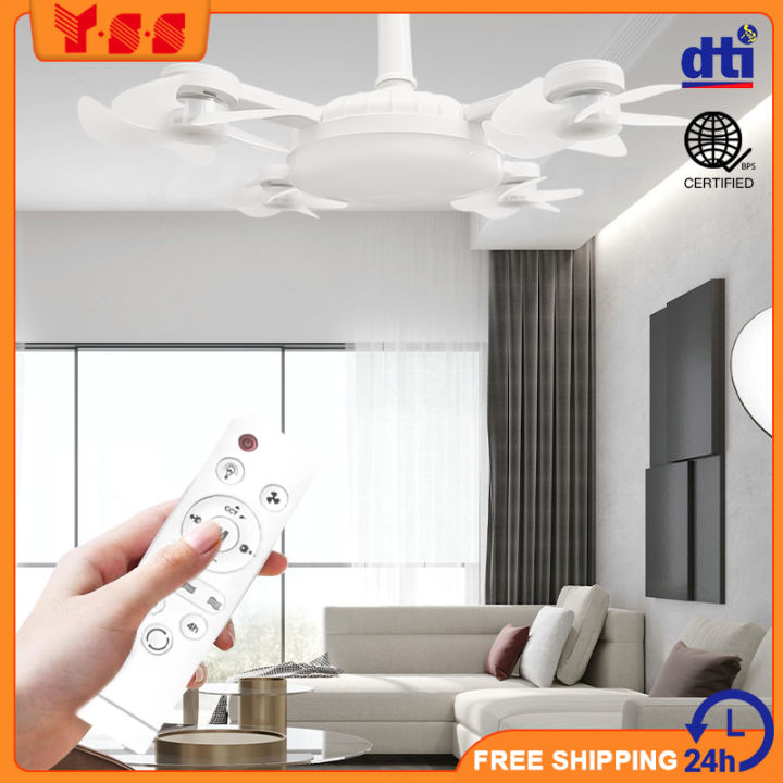 Y·S·S LED Ceiling Fan Light – Drone Design 60W 3-Speed Remote/Wall ...