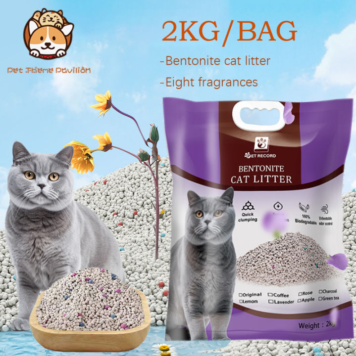 2kg Natural Bentonite Cat Litter Sand Biodegradable Fast Clumping ...
