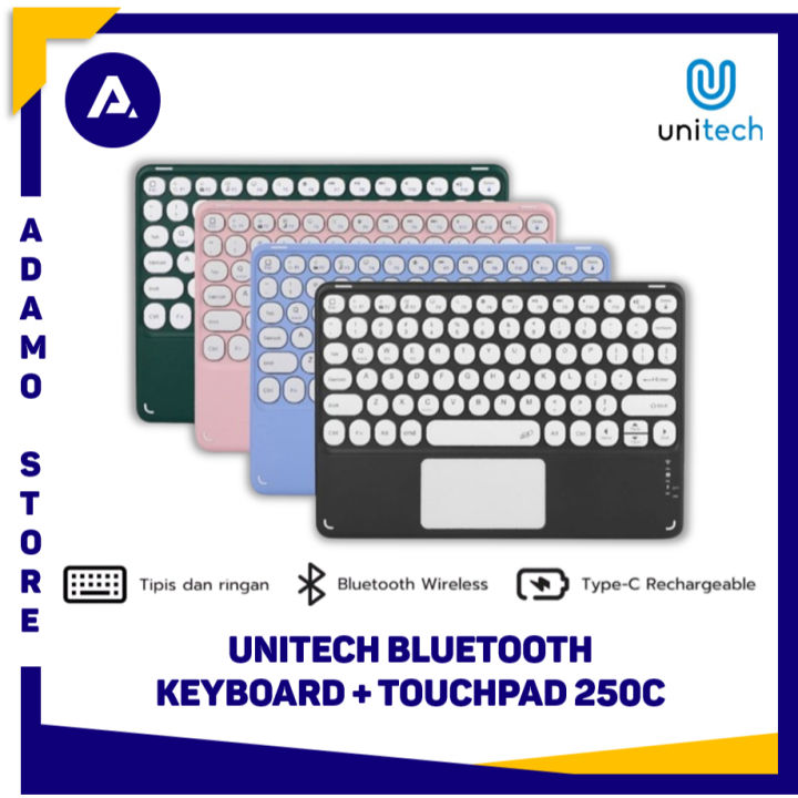 Unitech Keyboard Bluetooth + Touchpad 250C Wireless Rechargeable ...