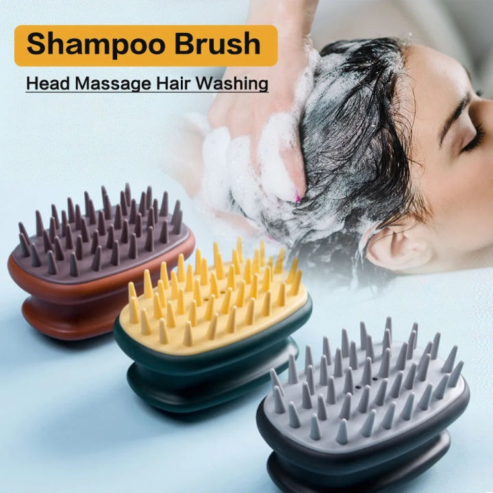 Scalp Health Massage Shampoo Brush Silicone Adult Cleaning Bath Shampoo ...