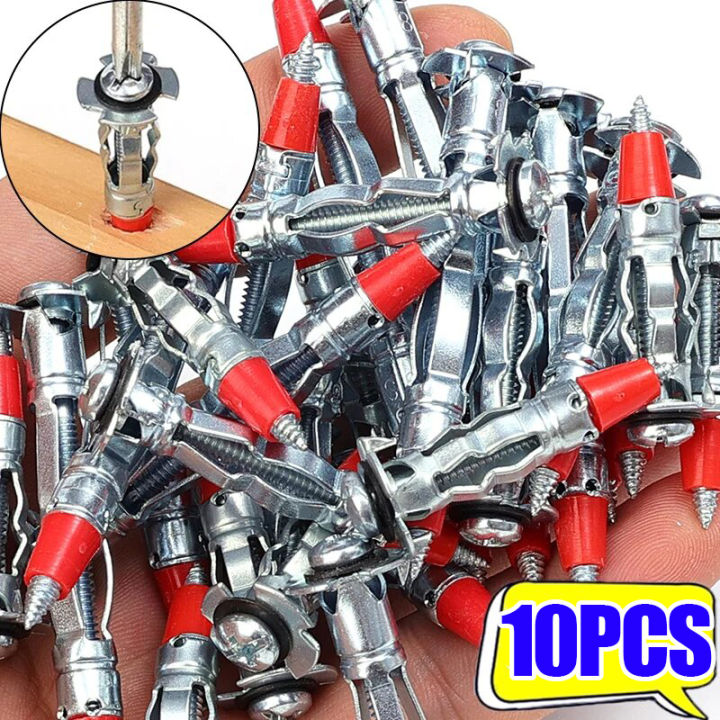 10Pcs Hollow Wall Drive Anchor Screw Sleeve Red Pointed Expansion ...