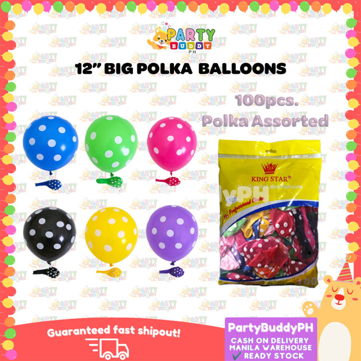 Polka Balloons 12inches 100pcs Per Pack sold by Partybuddyph | Lazada PH