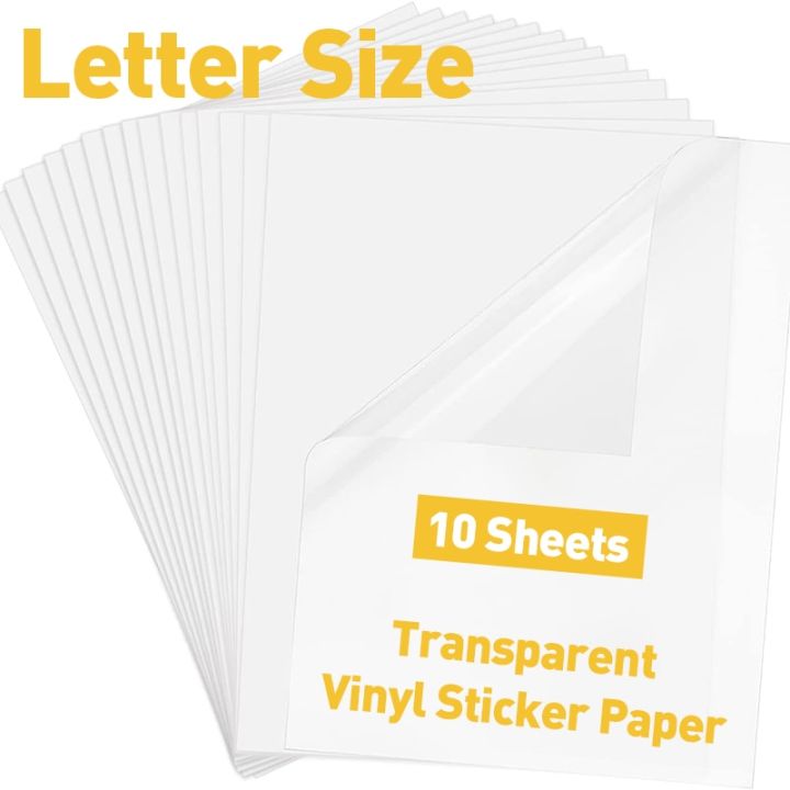 10 Sheets Printable Vinyl Sticker Paper Transparent Letter Size ...