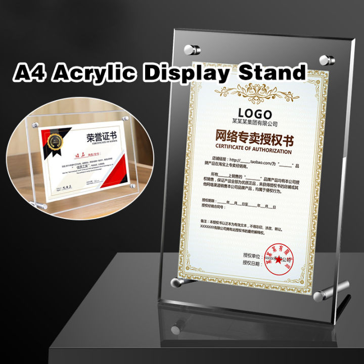A4 Acrylic Display Stand Acrylic Photo Frame Product Menu Price lable ...