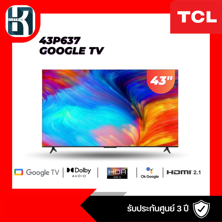 TCL ทีวี UHD LED (43", 4K, Android) รุ่น 43P637 | Lazada.co.th