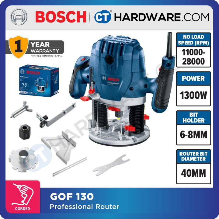 BOSCH GOF 130 PROFESSIONAL ROUTER 6-8MM ( 1/4" ) | 1300W | 55MM PLUNGE ...