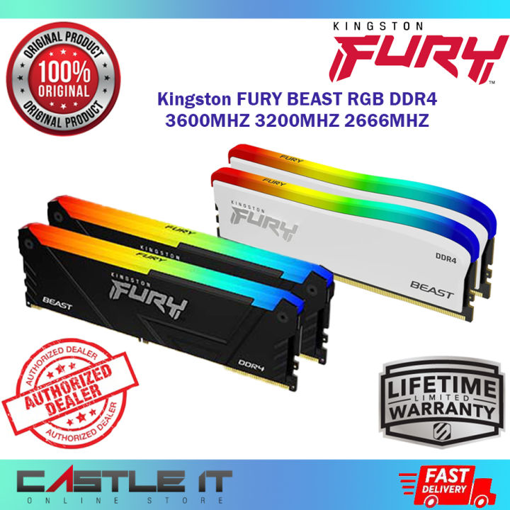 Kingston FURY Beast RGB DDR4 8GB 16GB 32GB 64GB 3200MHz 3600MHz RAM Komputer Desktop Hitam | Lazada