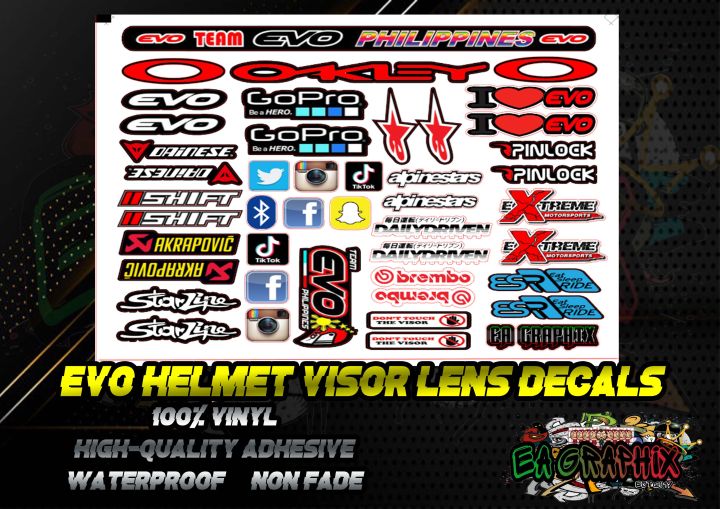 HELMET VISOR LENS STICKER SET DECALS ( EVO PH ) | Lazada PH