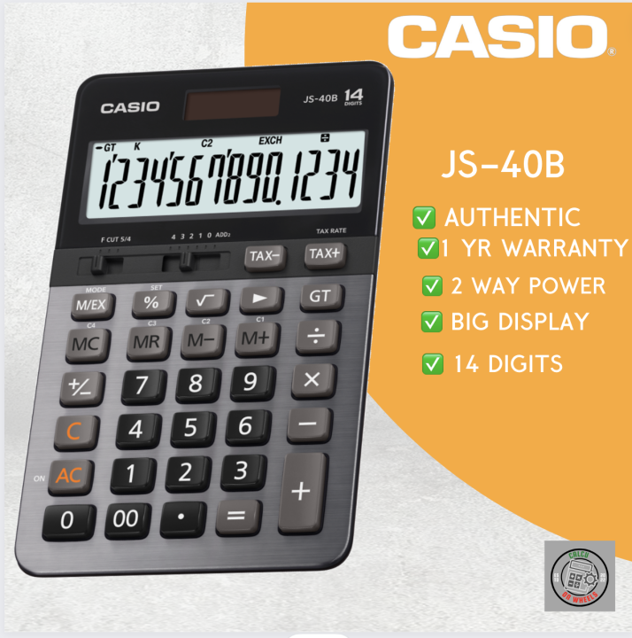 Casio JS40B HEAVY DUTY BLACK desktop calculator 14 digits with 1 year ...