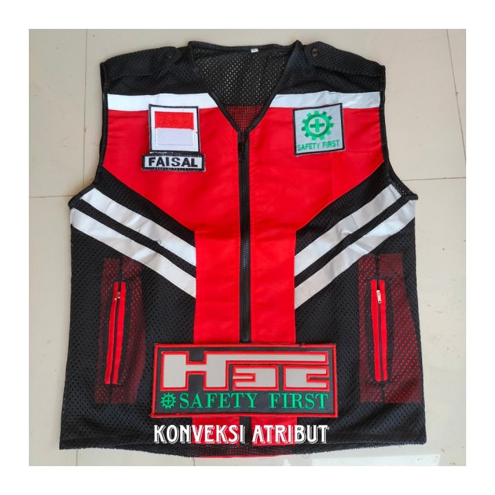 rompi safety hse merah k3 | Lazada Indonesia