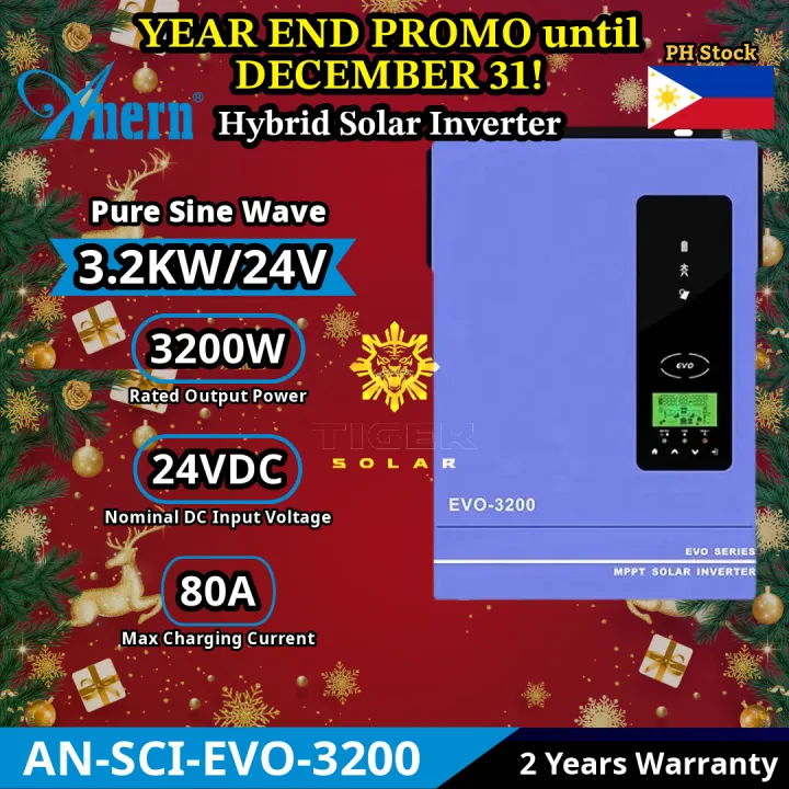 2025 Brand Authenticity PH STOCK Anern Hybrid Solar Inverter 3KW 24V Hybrid Off Grid Inverter ...