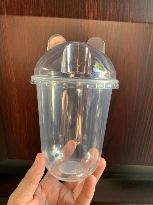 Milk Tea Plastic U cups 16oz with Clear Bear lid 95mm (15pcs, 50pcs and ...