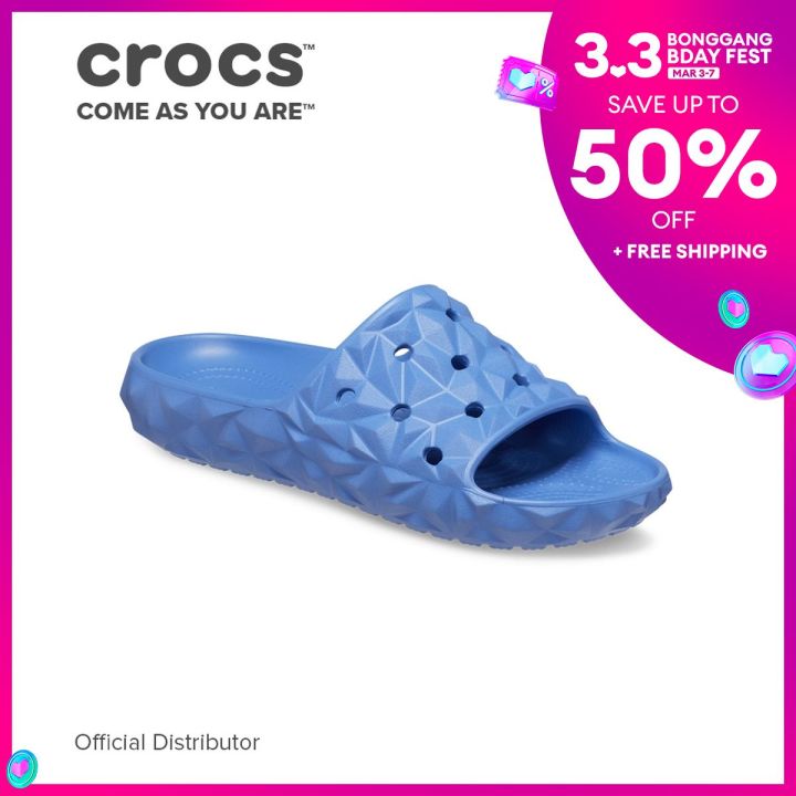 Crocs Unisex Classic Geometric Slide V2 in Elemental Blue | Lazada PH