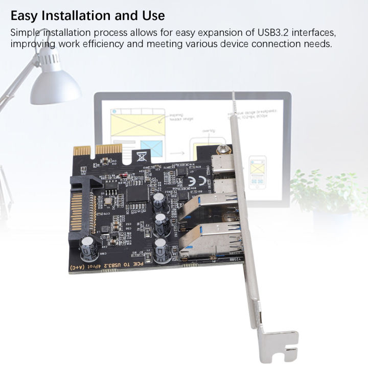 USB3.2 PCIE Expansion Card PCIe USB 3.2 Type C Adapter with 2 USB 3.2 ...
