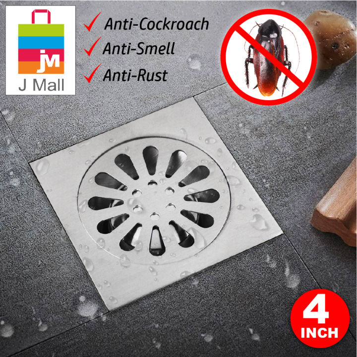 J MALL [4INCH x 4INCH] 1355 JPDL Stainless Steel FLOOR GRATING DRAIN ...