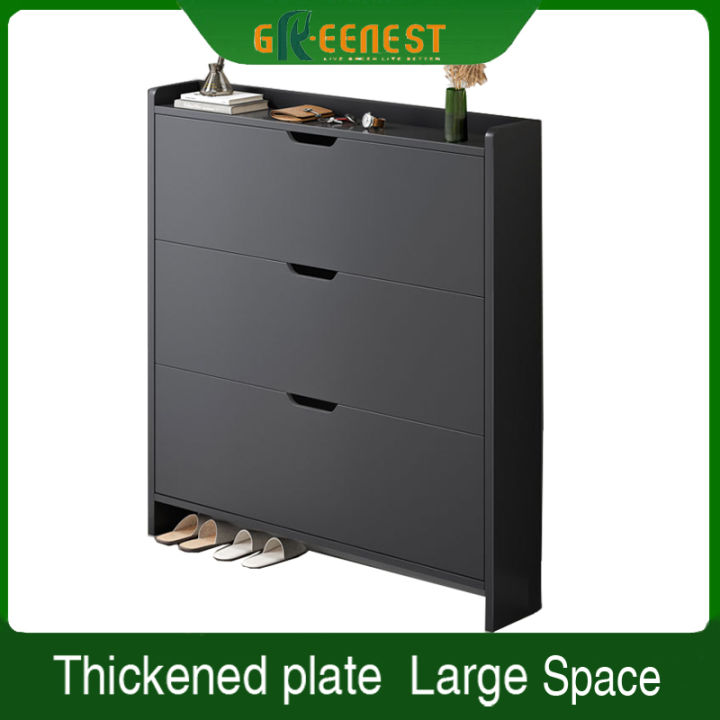 Stylish Flip Shoe Cabinet Organizer Wooden Shoe Rack with Tipping ...