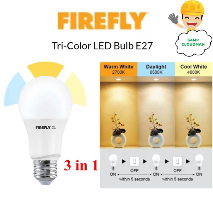 Firefly 3 in 1 Tri-Color LED Bulb 8 Watts tricolor E27 Daylight Warm White Cool White 220V Light ...