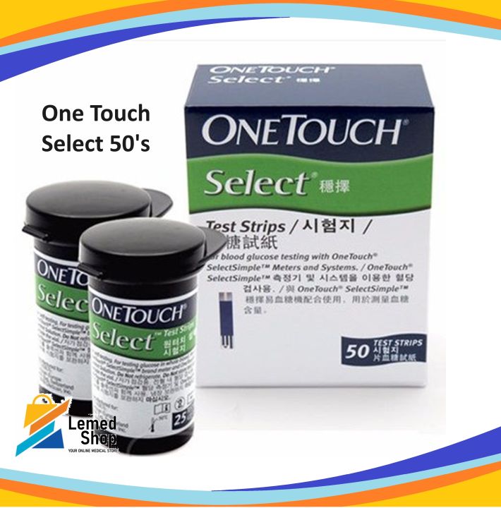 ONE TOUCH SELECT TEST STRIPS 50s One Touch Select Glucometer Machine ...