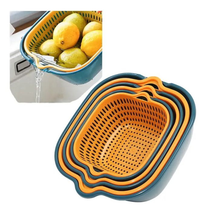 Drain Busket Multifunctional Fruit Vegetable Drain Storage Basket Basin ...