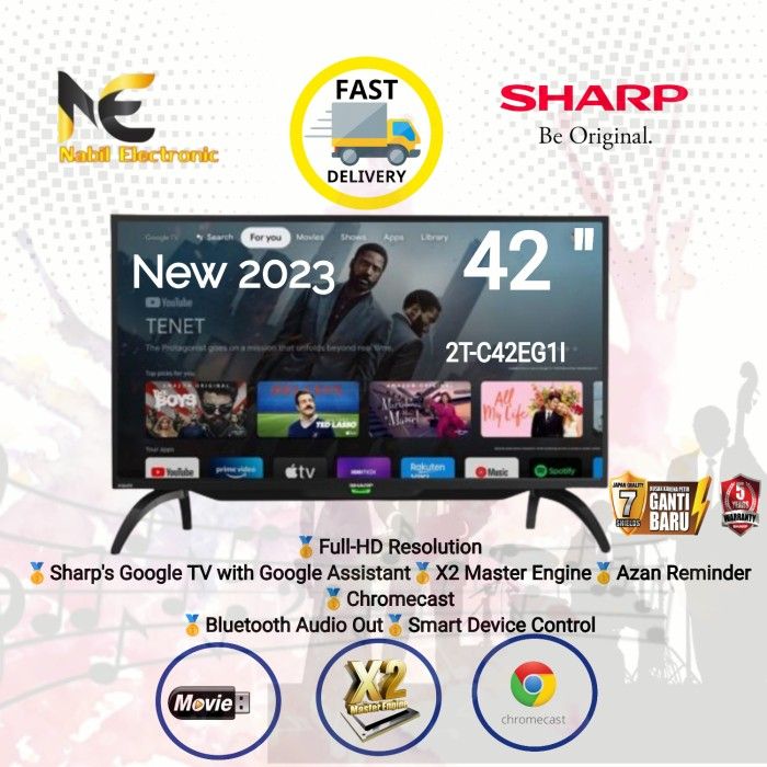 SHARP 2T-C42EG1I LED ANDROID SMART GOOGLE TV 42 INCH NEW 2023 | Lazada Indonesia