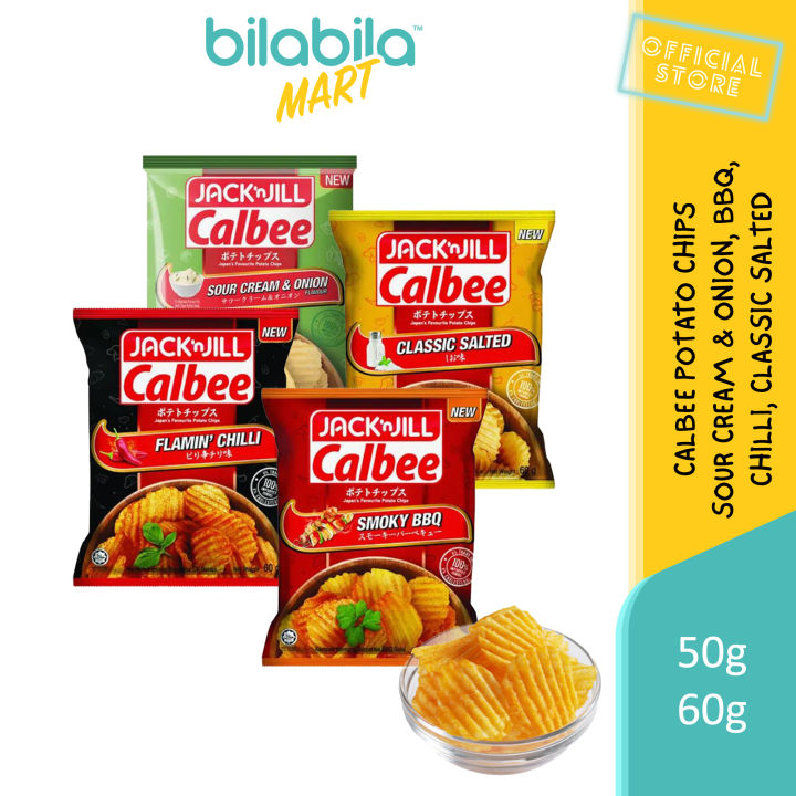 Jack ‘n Jill Calbee Potato Chips (50g/60g) Sour Cream & Onion, Classic Salted, Flamin' Chilli ...