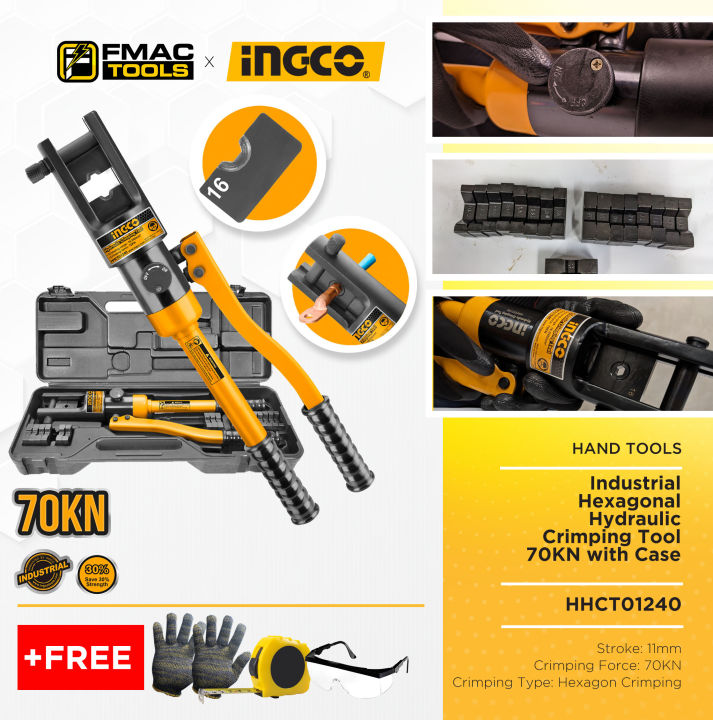 INGCO Industrial Hexagonal Hydraulic Crimping Tool 70KN 16 - 240mm with ...