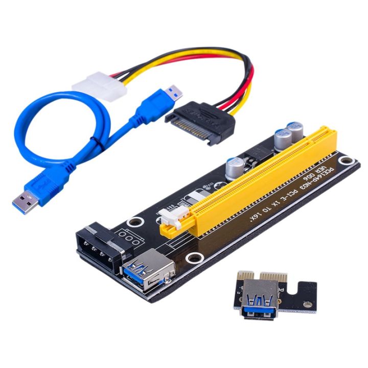 PCI-E 1X to 16X Power Riser Adapter Card USB 3.0 Extension Cable Power ...